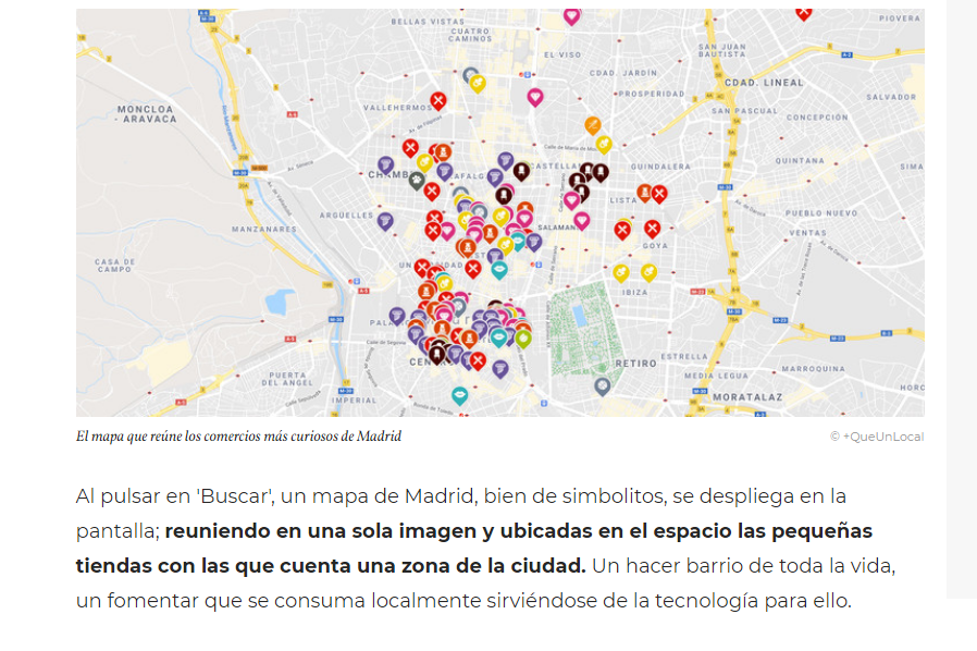 +QUE UN LOCAL, EL MAPA QUE REUNE LOS COMERCIOS DE MADRID